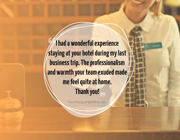 Special Thank You Messages For Hotel Staff